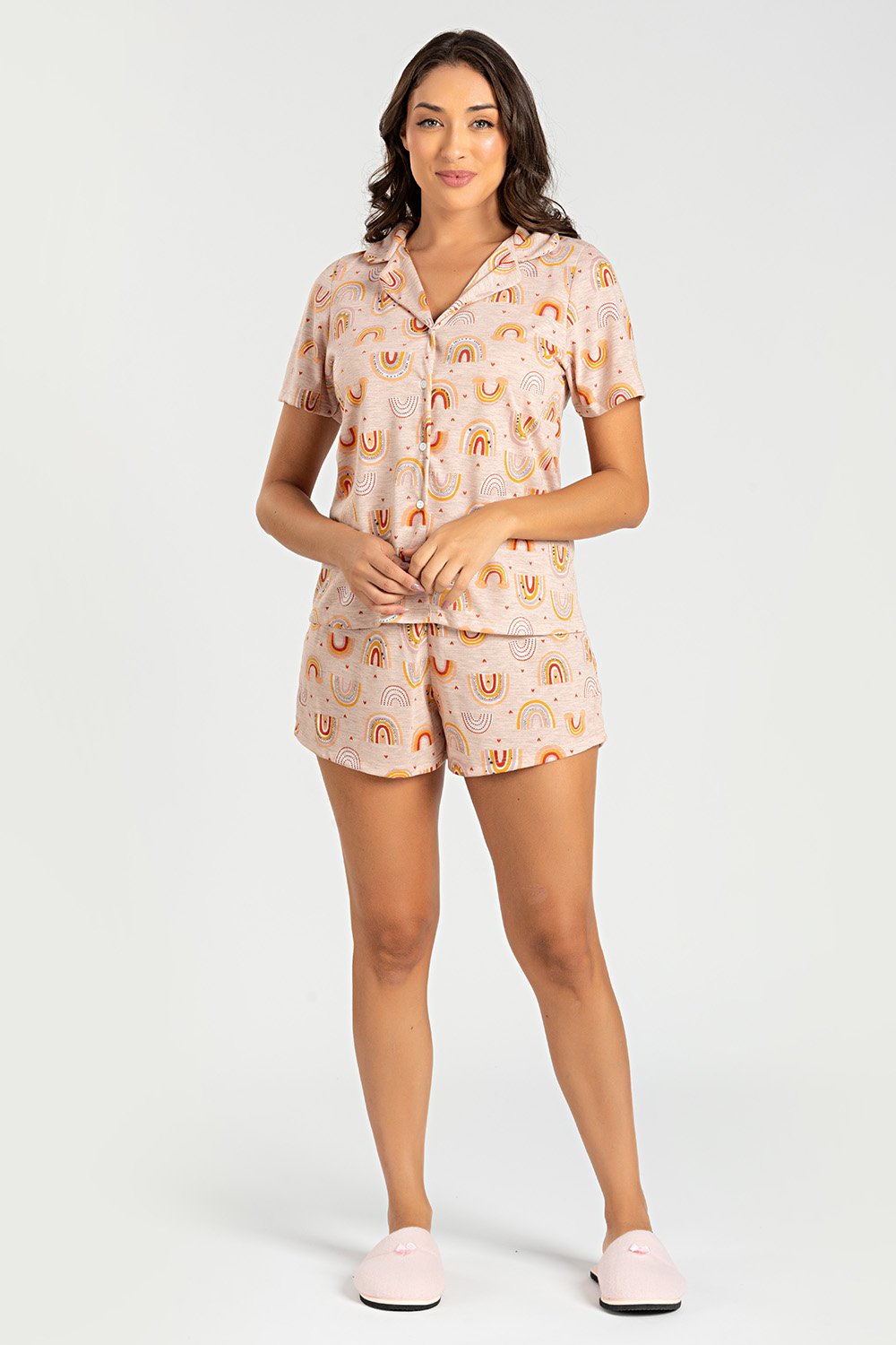 Pijama Americano Curto Loja Zus Rainbow Estampado